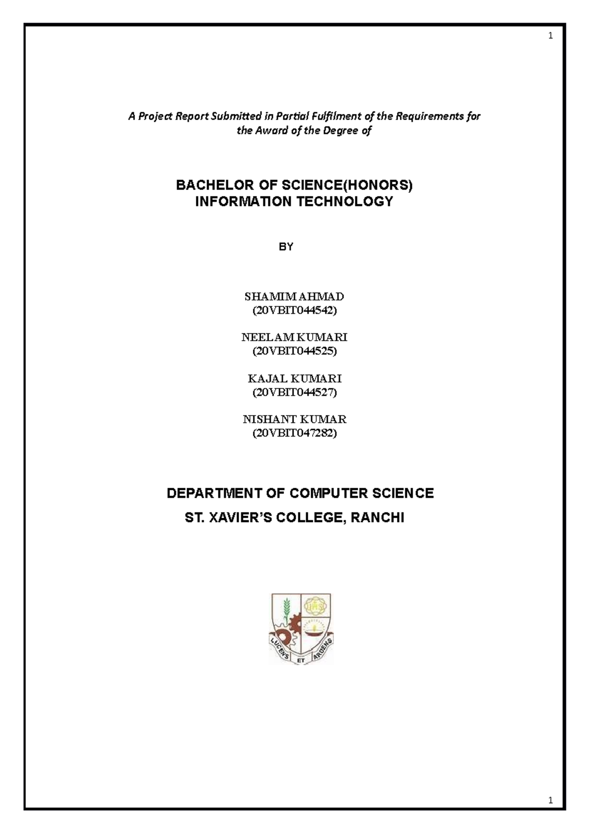 College project Final - A Project Report Submitted in Partial ...