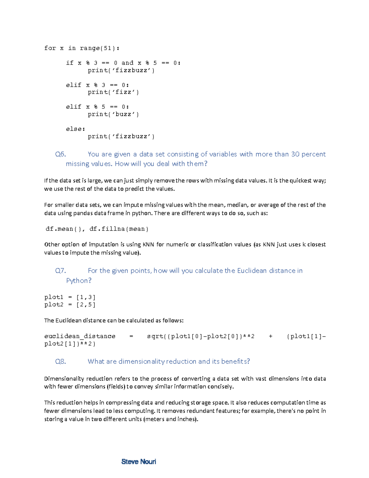Data science question and answers-6 - for x in range(51): if x % 3 == 0 ...