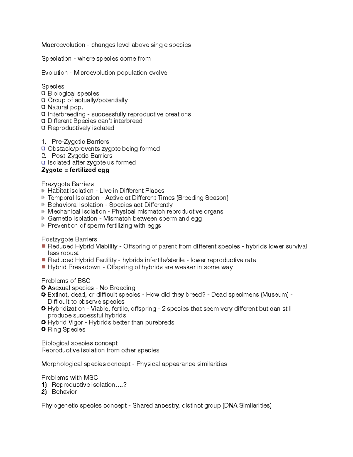 Chapter 24 - In Class notes - Macroevolution - changes level above ...