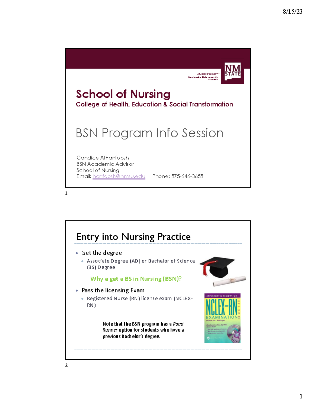 BSN Info Session 2023 - School of Nursing College of Health, Education ...