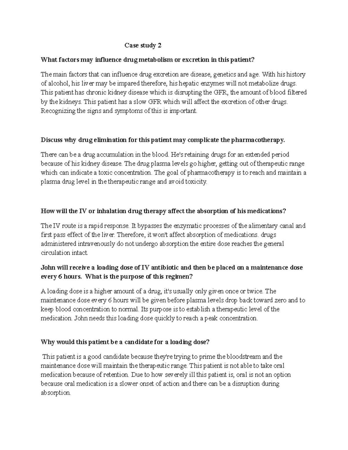 Case study 2 - Case study 2 What factors may influence drug metabolism ...