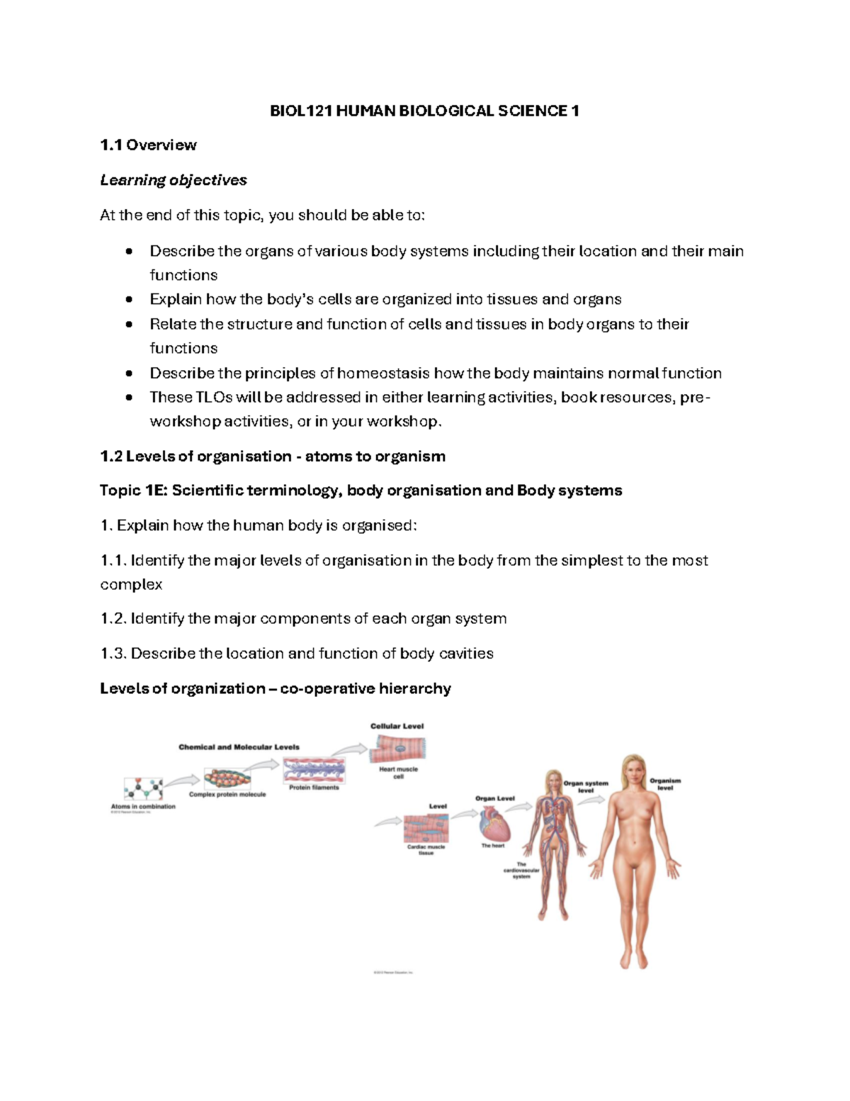 BIOL121 Human Biological Science 1 - BIOL121 HUMAN BIOLOGICAL SCIENCE 1 ...