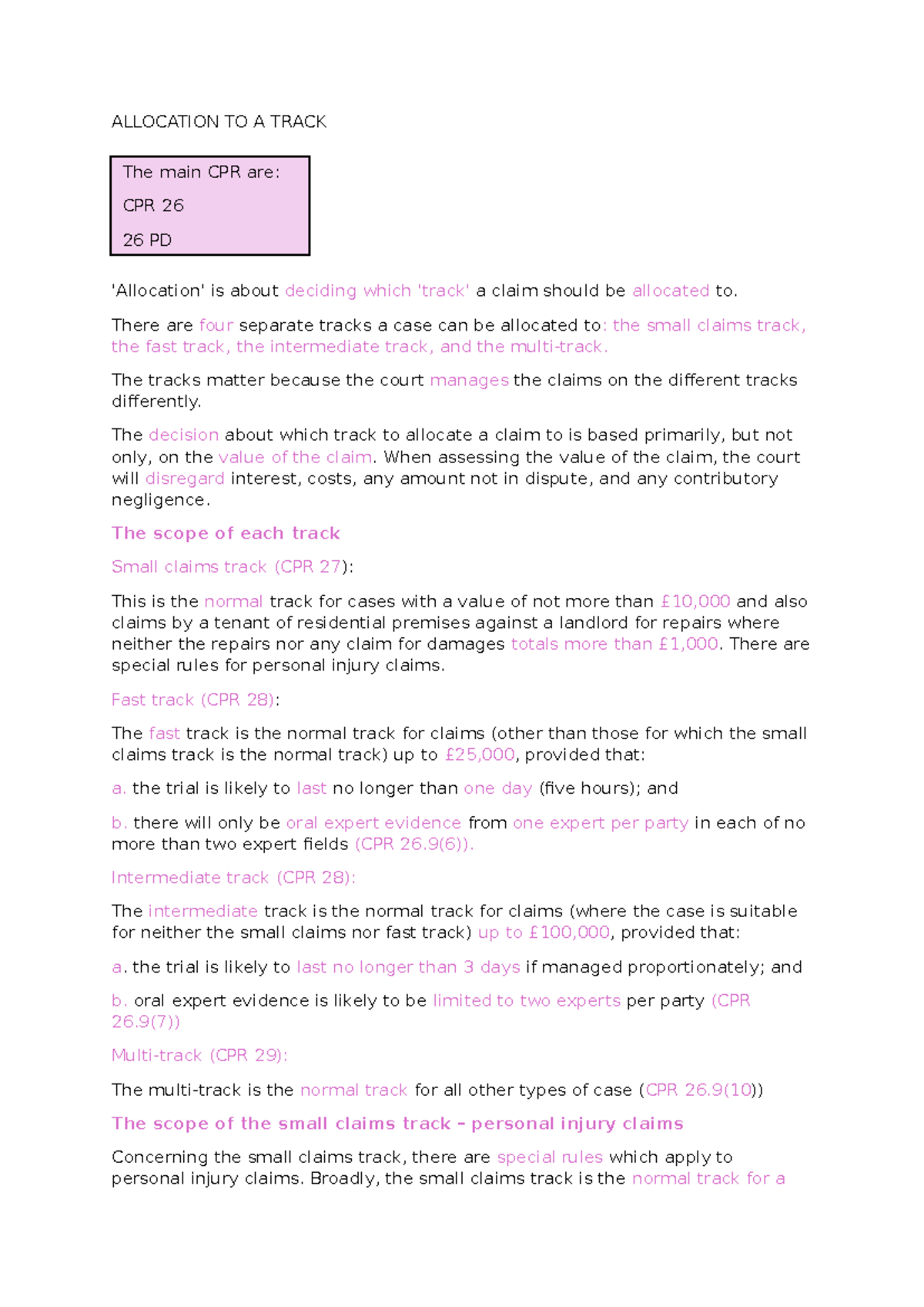 8. Allocation to a track - ALLOCATION TO A TRACK 'Allocation' is about ...