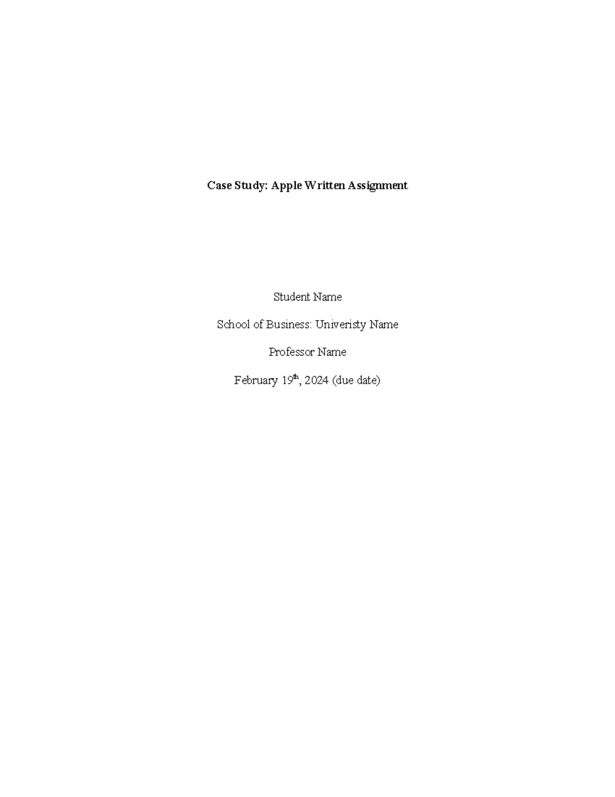 Case Study Apple Written Assignment - Case Study: Apple Written ...