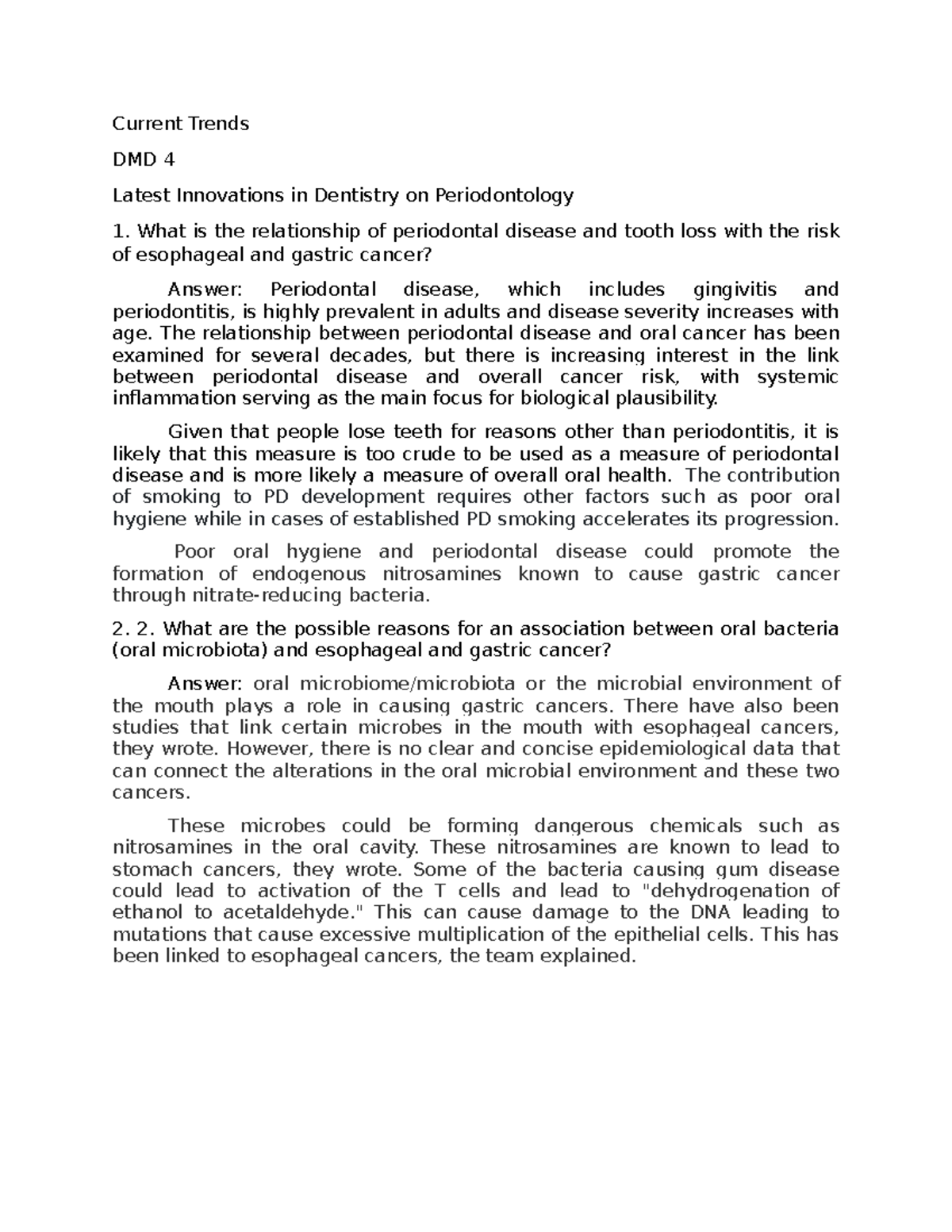 Perio - assignment essay - Current Trends DMD 4 Latest Innovations in ...