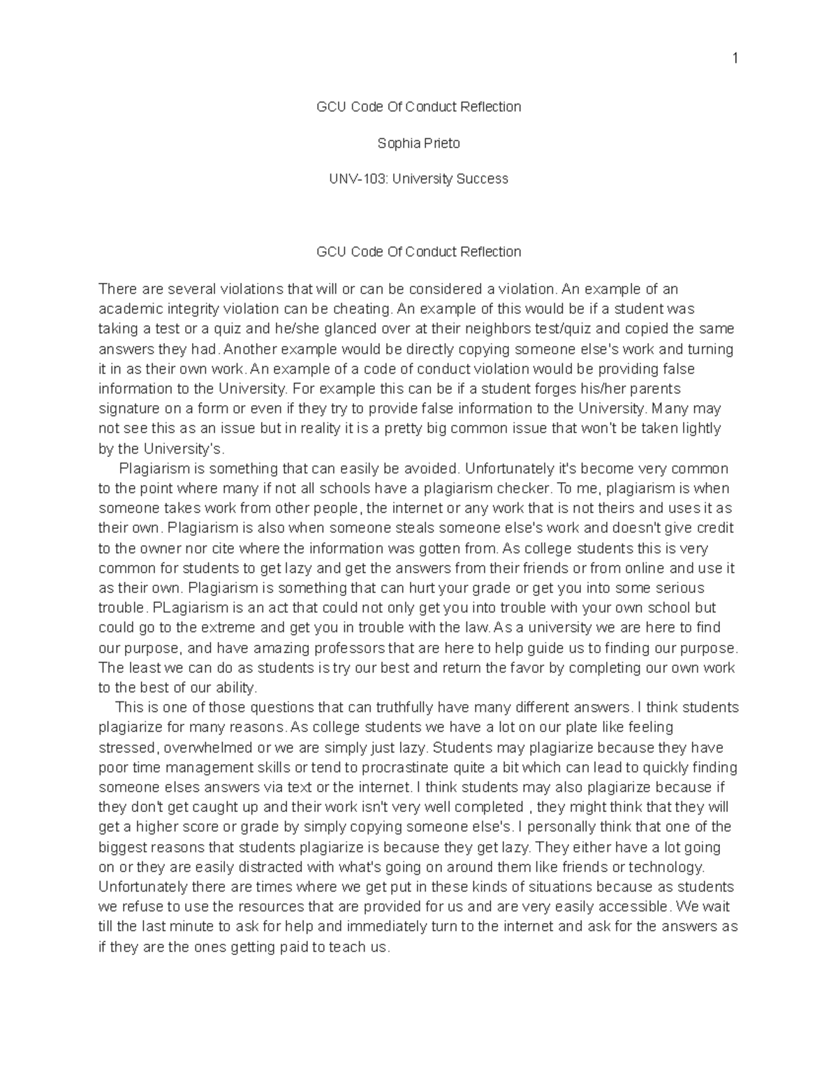 Untitled document - Talks about code of conduct - 1 GCU Code Of Conduct ...