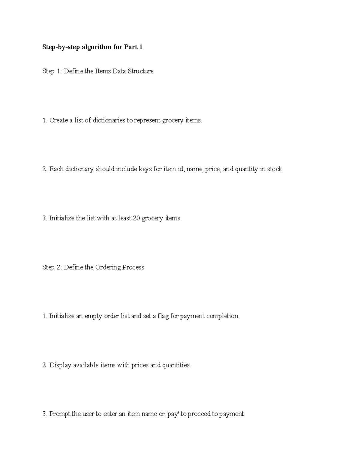 Algorithim - Notes - Step-by-step algorithm for Part 1 Step 1: Define ...