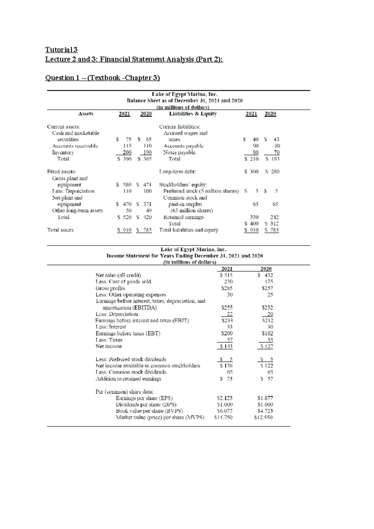 T3 Financial Statement Analysis (P2) (Ch 2 and 3) - Q - Banking and ...