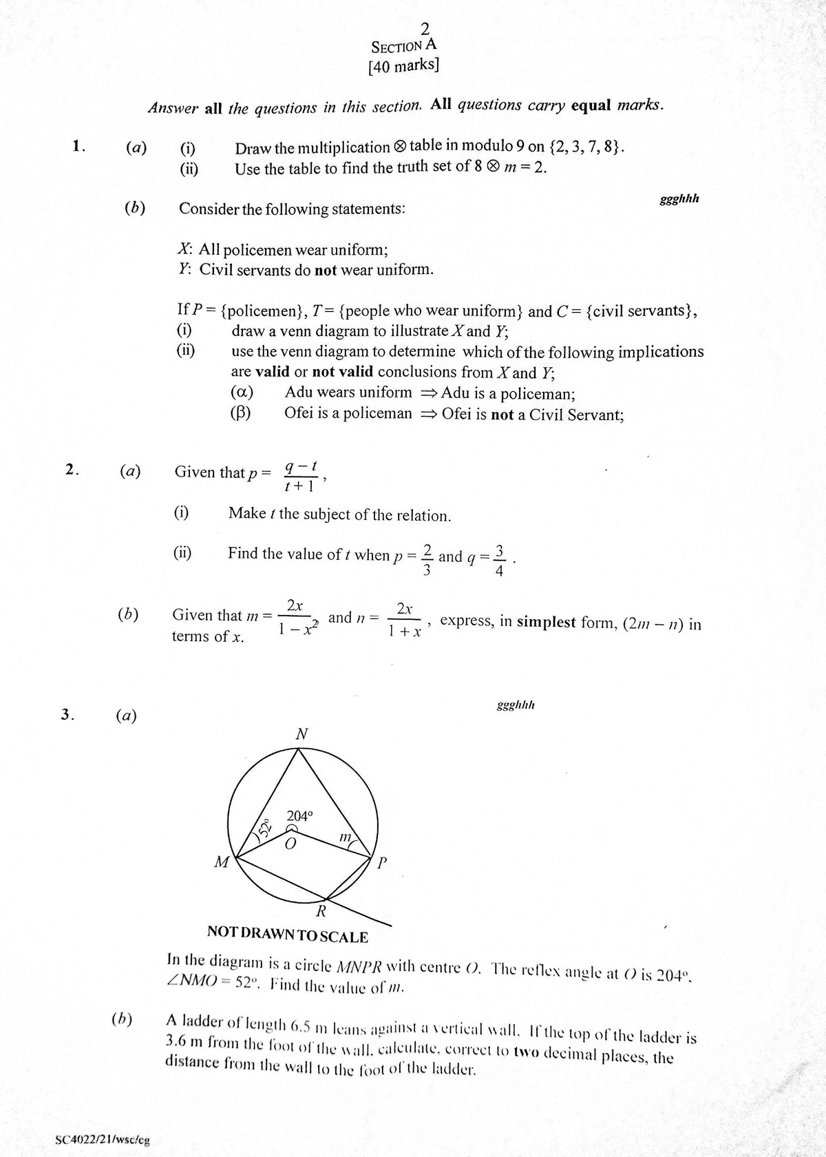 Core Maths 2021 - done - Introduction to Psychology - Studocu