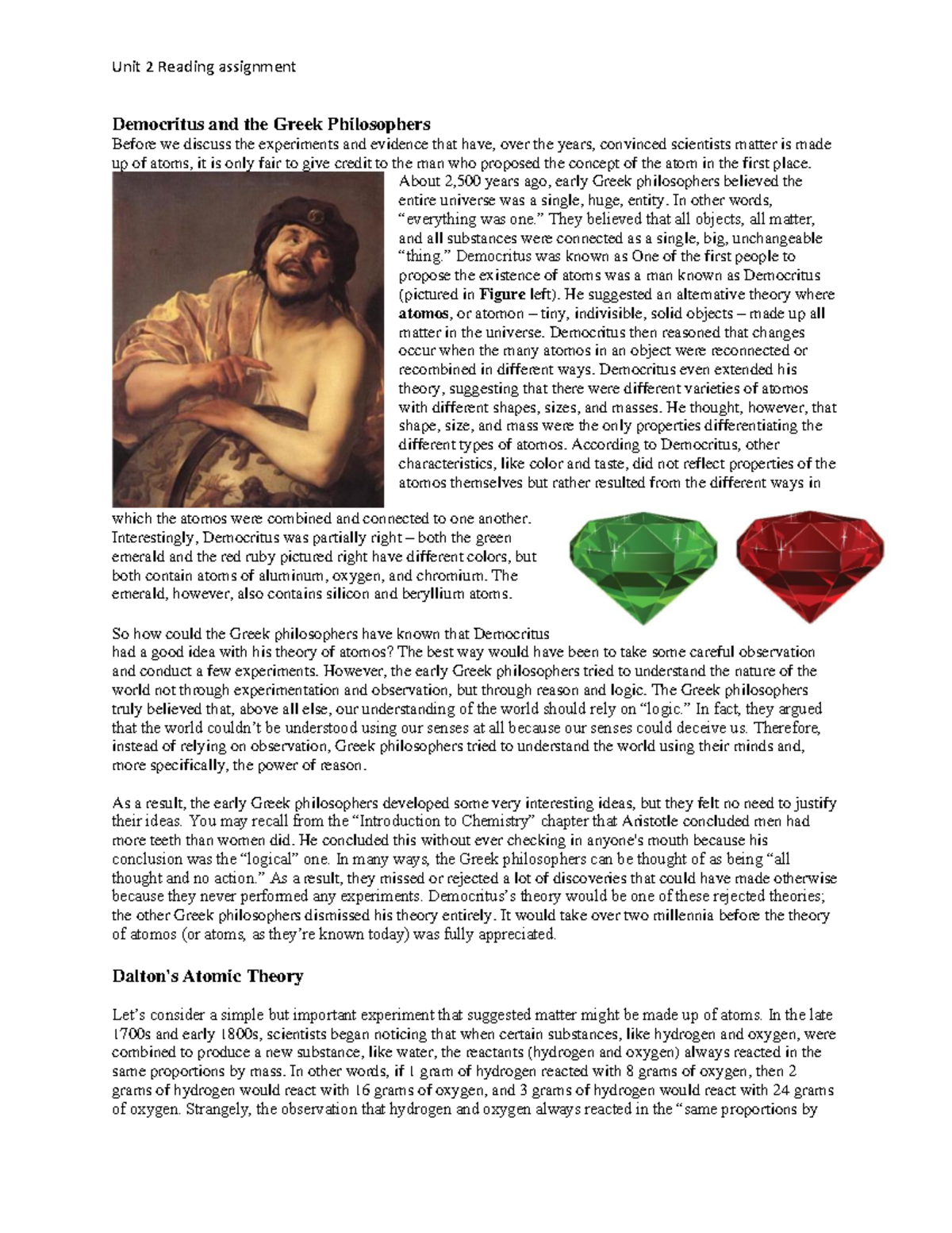 Atomic Theory Reading Stuff - Democritus and the Greek Philosophers ...