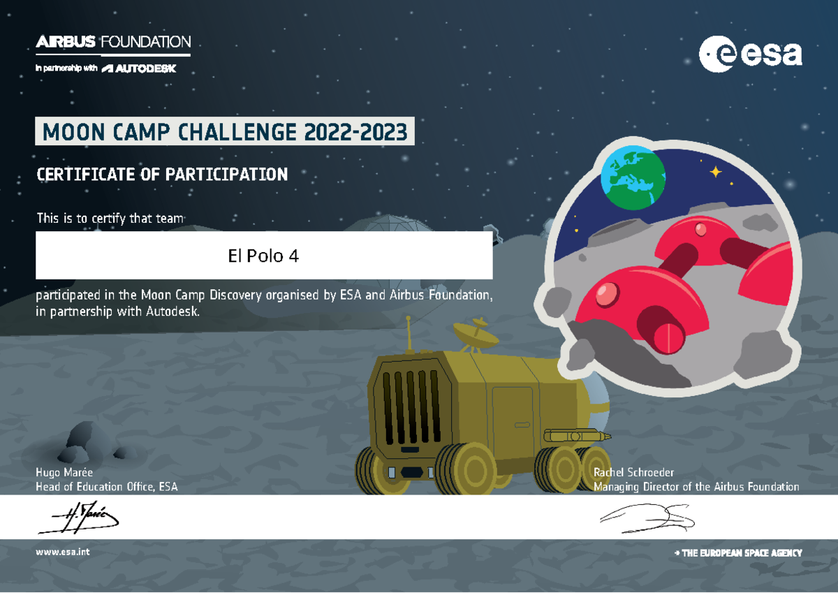 Moon Camp Discovery 2022-2023 - team certificate - Matemáticas II ...