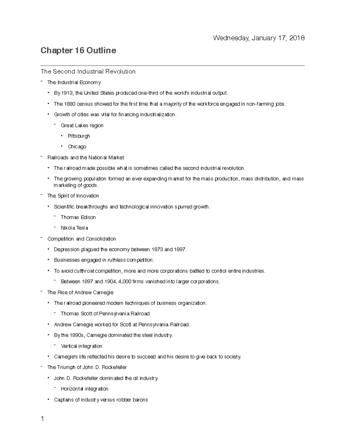 Chapter 16 Outline - Chapter 16 Outline The Second Industrial ...