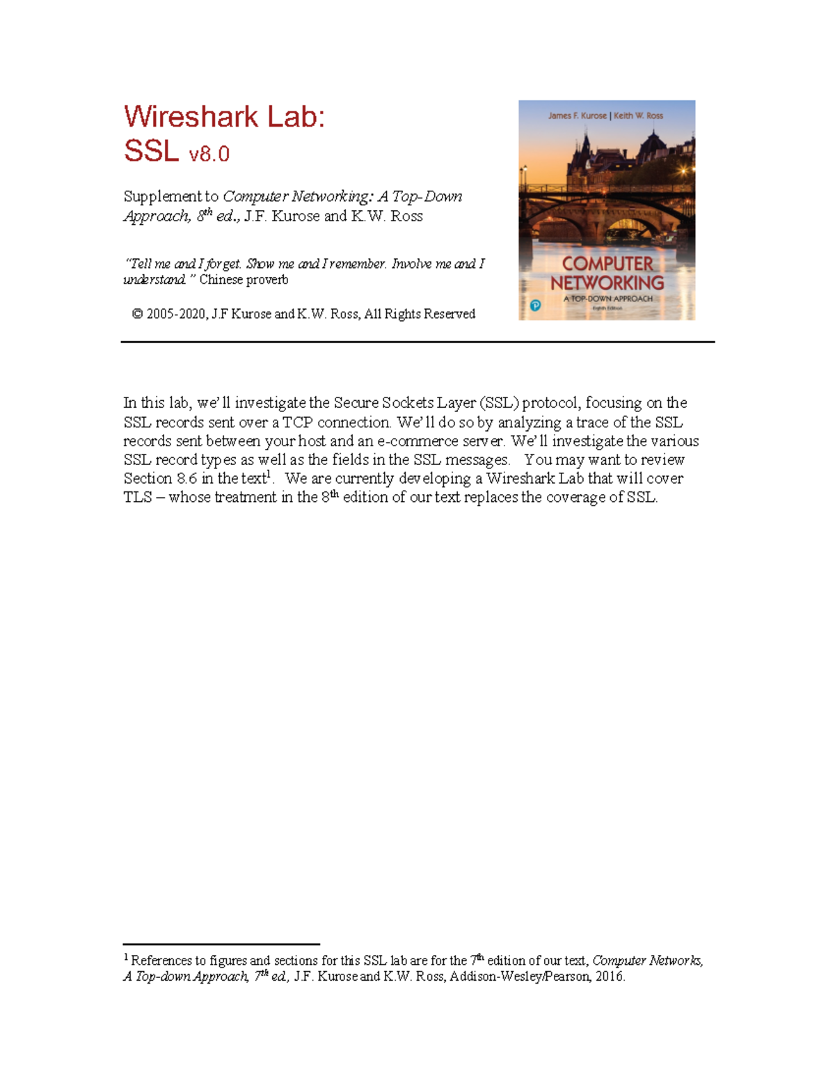 12wireshark Ssl V80 Compuetr Wireshark Lab Ssl V8 Supplement To Computer Networking A 