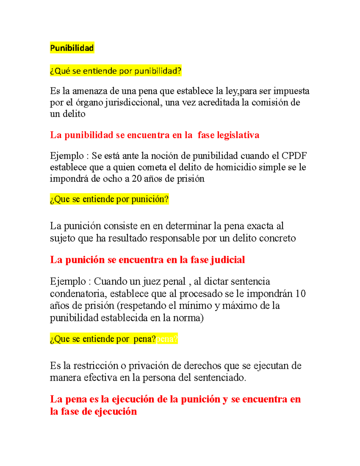 Punibilidad - La pena es la ejecución de la punición y se encuentra en ...