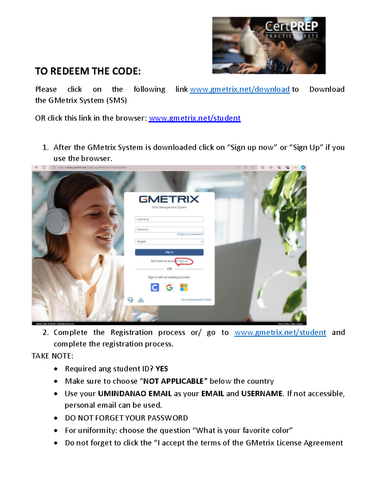 How to Redeem GMX Code - TO REDEEM THE CODE: Please click on the following link gmetrix/download ...