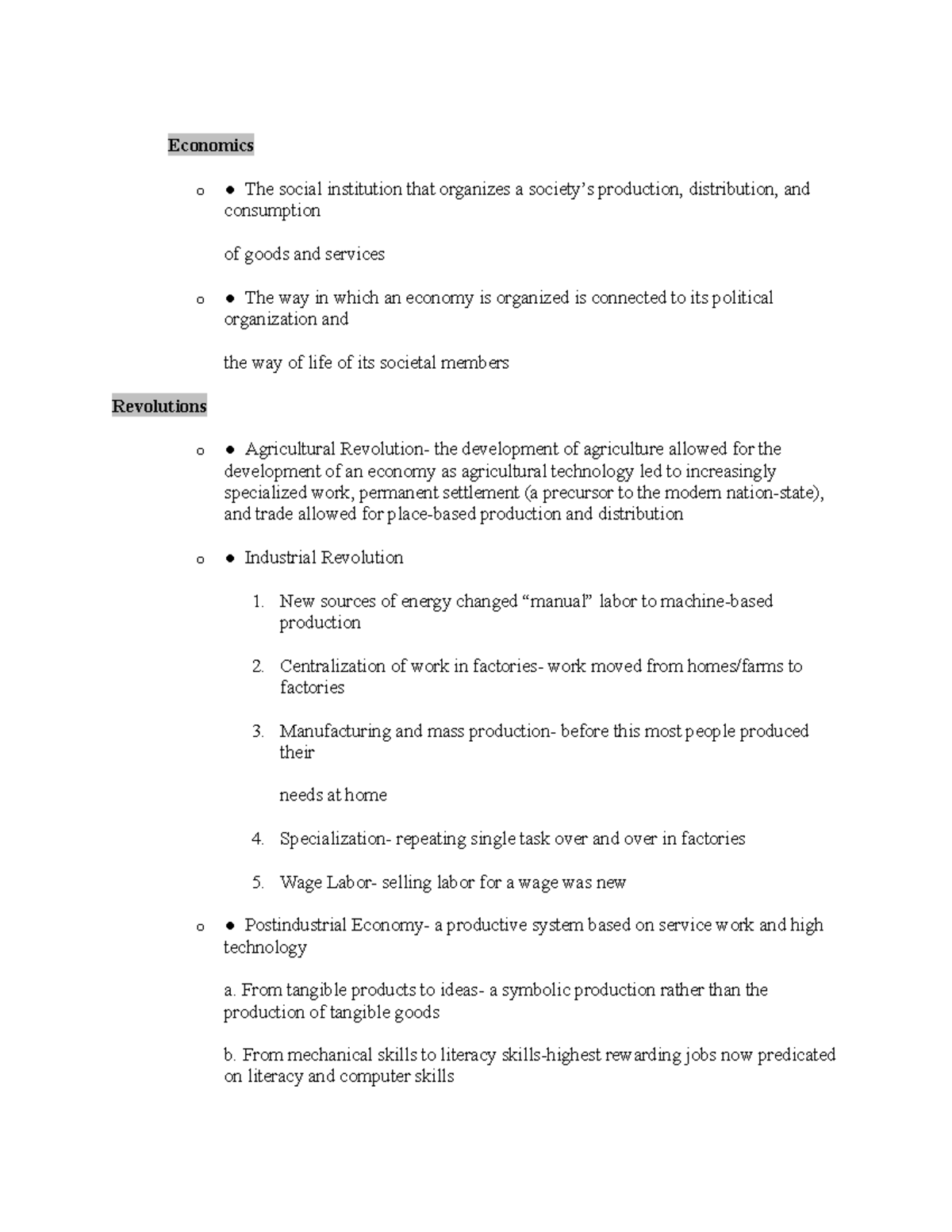 Economics and politics - Economics o The social institution that ...