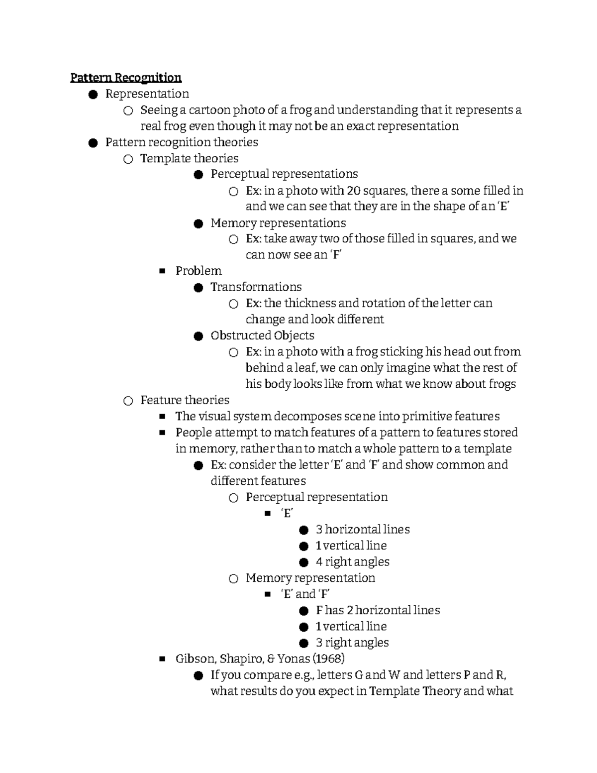 Pattern Recognition - Cognitive Psych - Pattern Recognition ...
