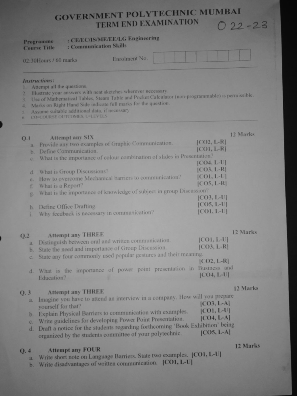 BC practice paper - Notes - GOVERNMENT POLYTECHNIC MUMBAI TERM END ...