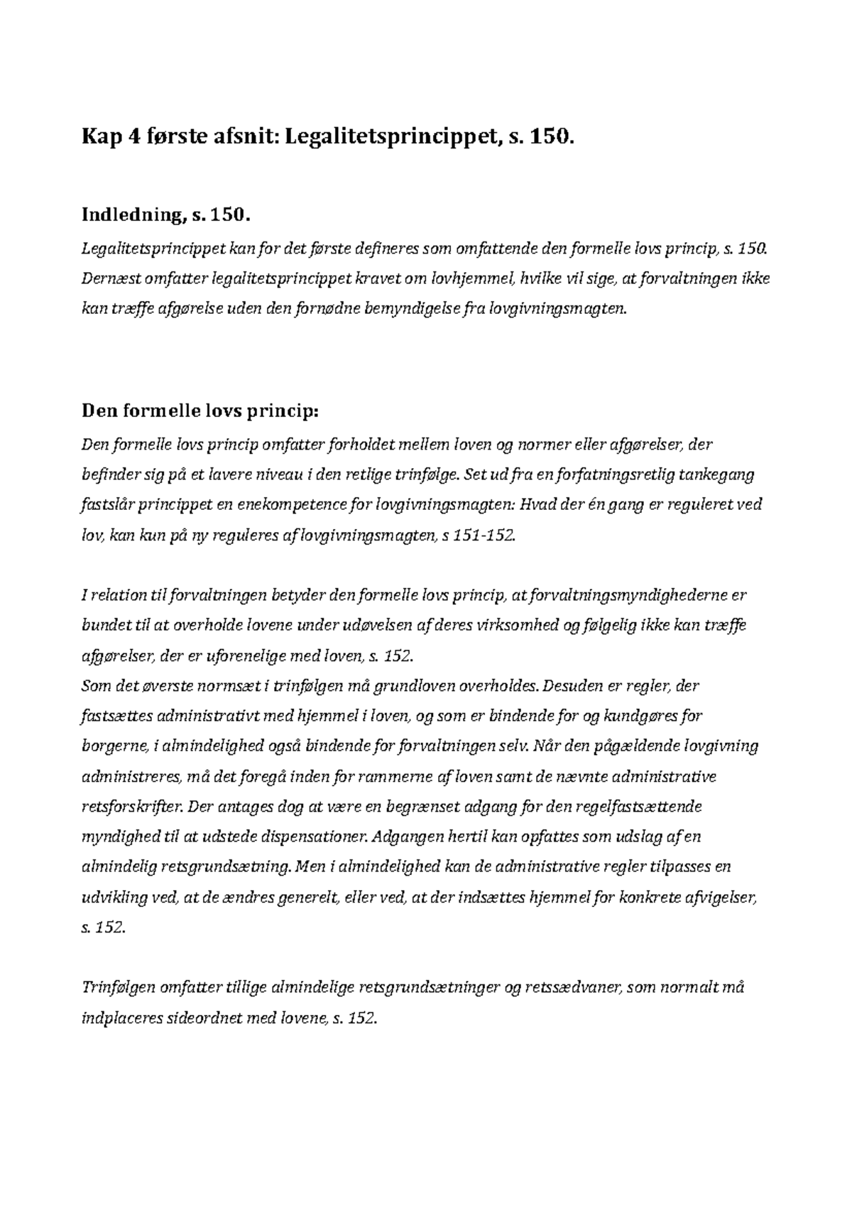 Kap 4- legalitetsprincp og fortolkning-kopi - Kap 4 første afsnit ...