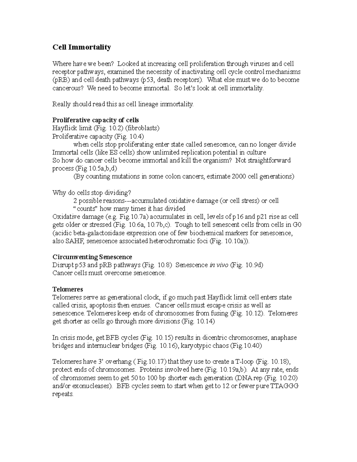 Biology of cancer chapter 10 - Cell Immortality Where have we been ...