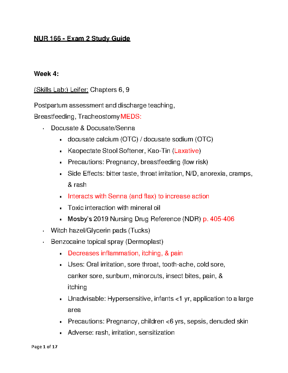 NUR 166 Exam 2 Review - NUR 166 - Exam 2 Study Guide Week 4: (Skills Lab:) Leifer: Chapters 6, 9 ...