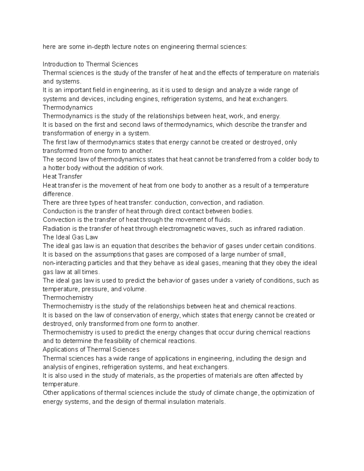 Engineering Thermal Sciences - here are some in-depth lecture notes on ...
