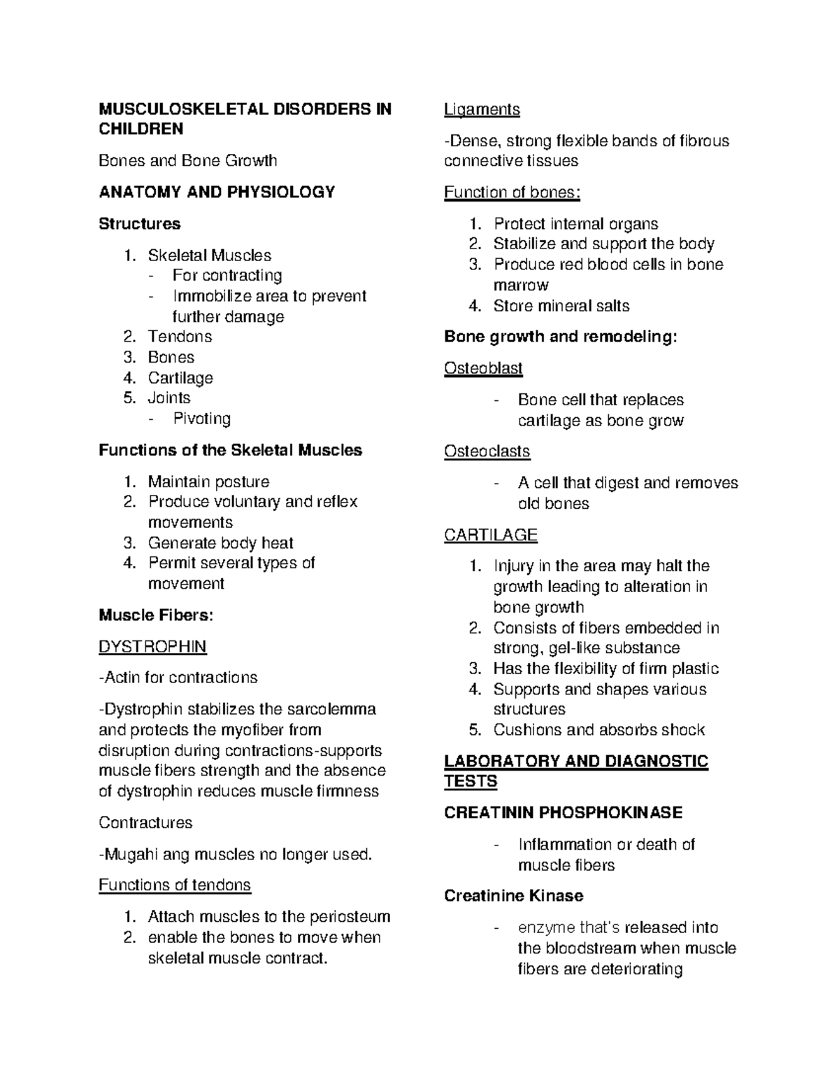 Musculoskeletal Disorders IN Children - MUSCULOSKELETAL DISORDERS IN ...