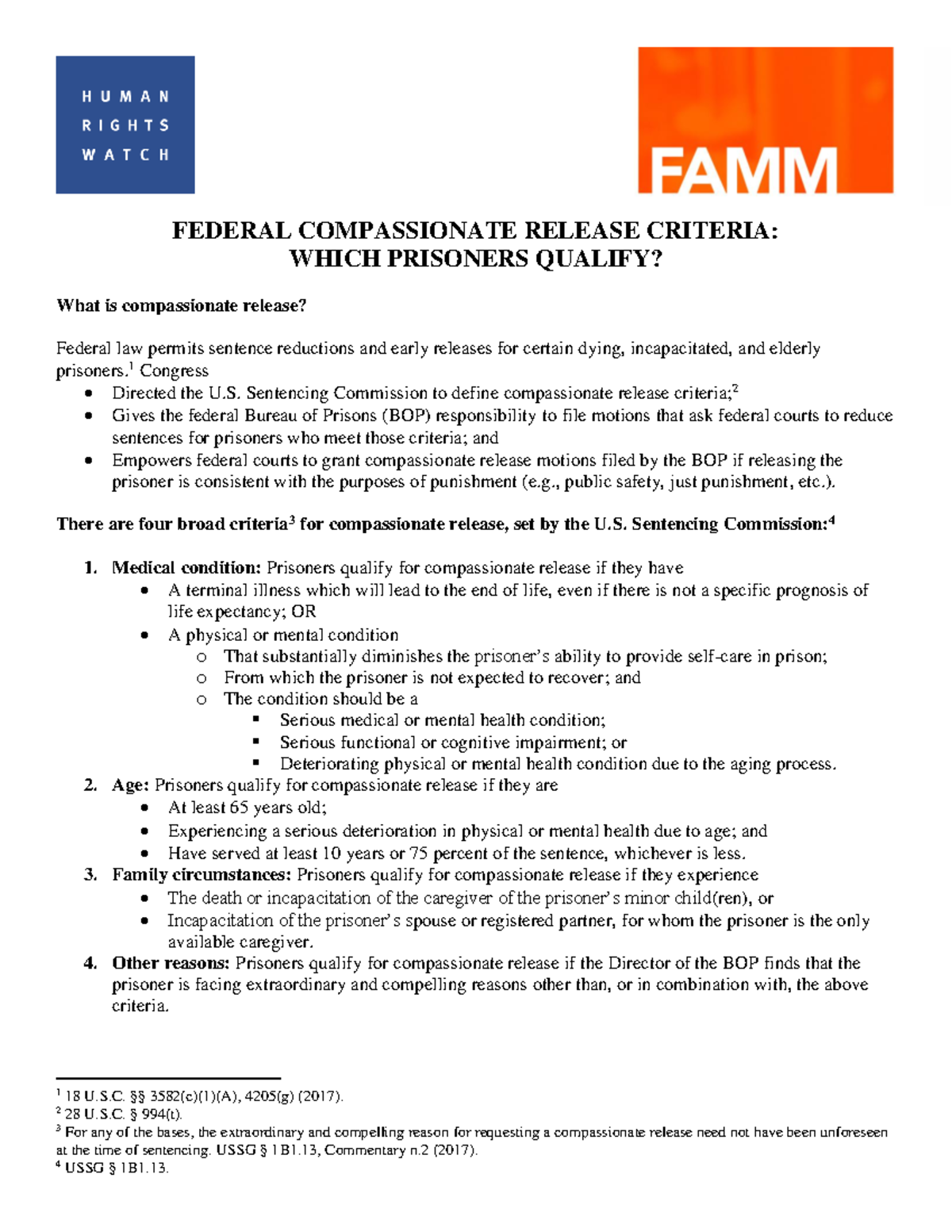FS Fed Comp Rel Criteria - FEDERAL COMPASSIONATE RELEASE CRITERIA ...