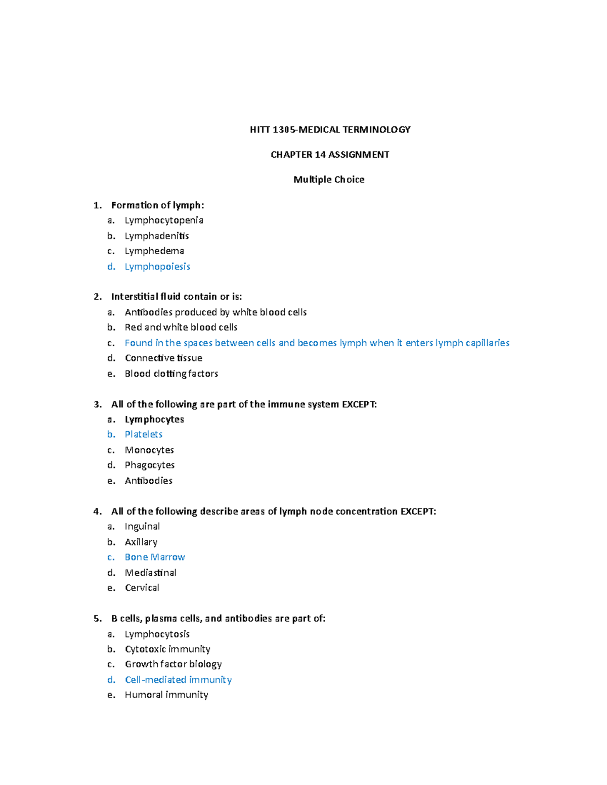 HITT 14 - Medical Term - HITT 1305-MEDICAL TERMINOLOGY CHAPTER 14 ...