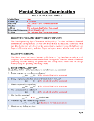 CASE-2 MSE - EXAMPLE OF MENTAL STATUS EXAMINATION FOR CLINICAL SETTING ...