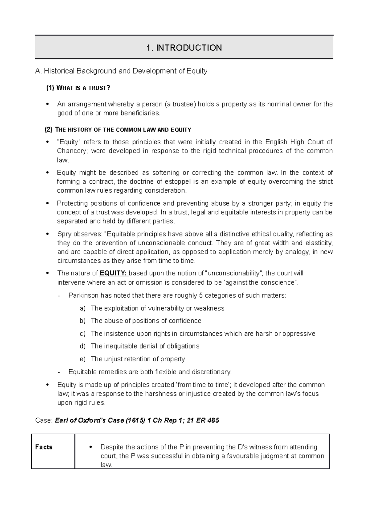 Equity-and-trust-synopsis Final - 1. INTRODUCTION A. Historical ...