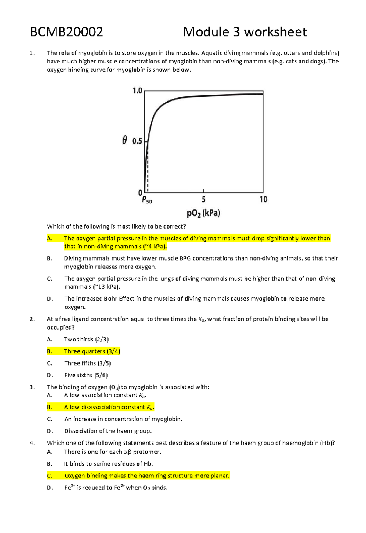 New Module 3 worksheet with answers - BCMB20002 Module 3 worksheet The ...