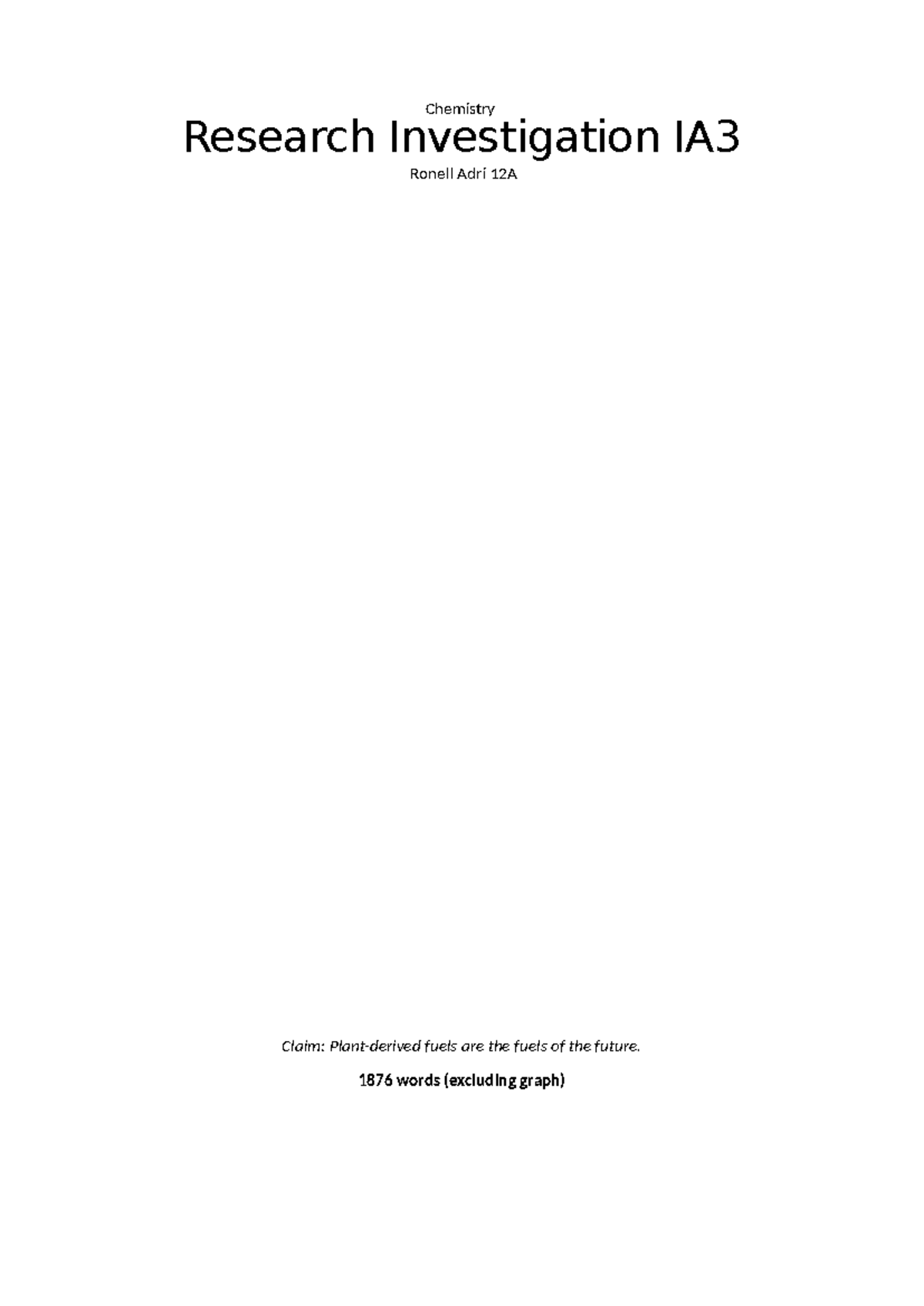 Chemistry Research Investigation IA3 - Chemistry Research Investigation ...