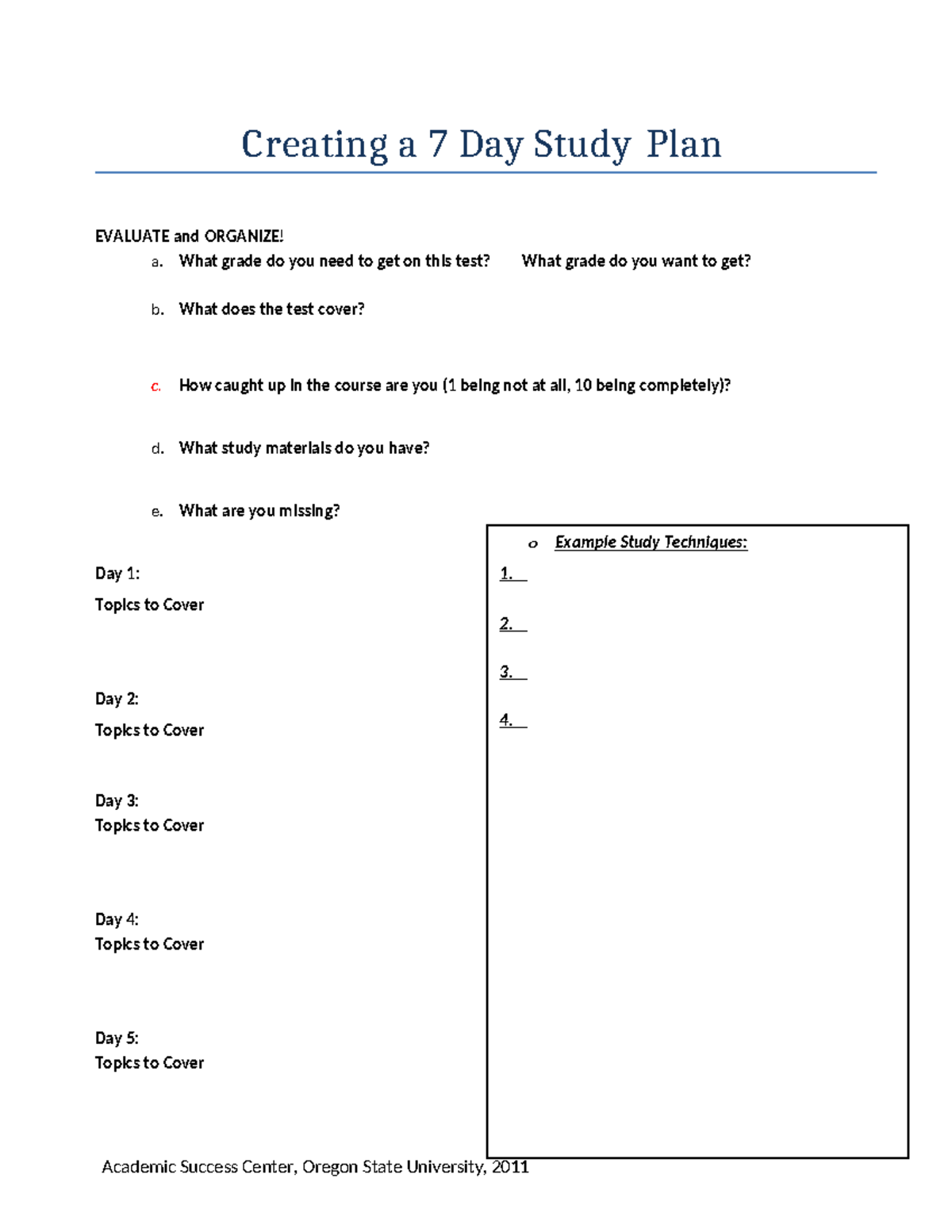 Study plan template 18 - vcngn - Academic Success Center, Oregon State ...
