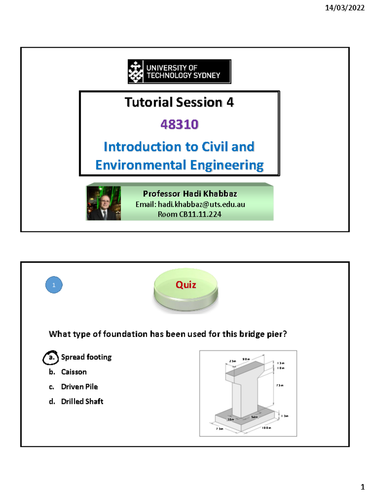Tut 4 - Civil and Environmental Engineering - Questions - C09066 - Studocu