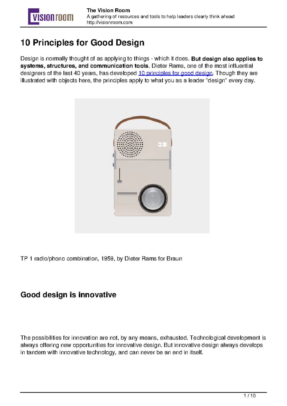 10 principles for good design - A gathering of resources and tools to ...