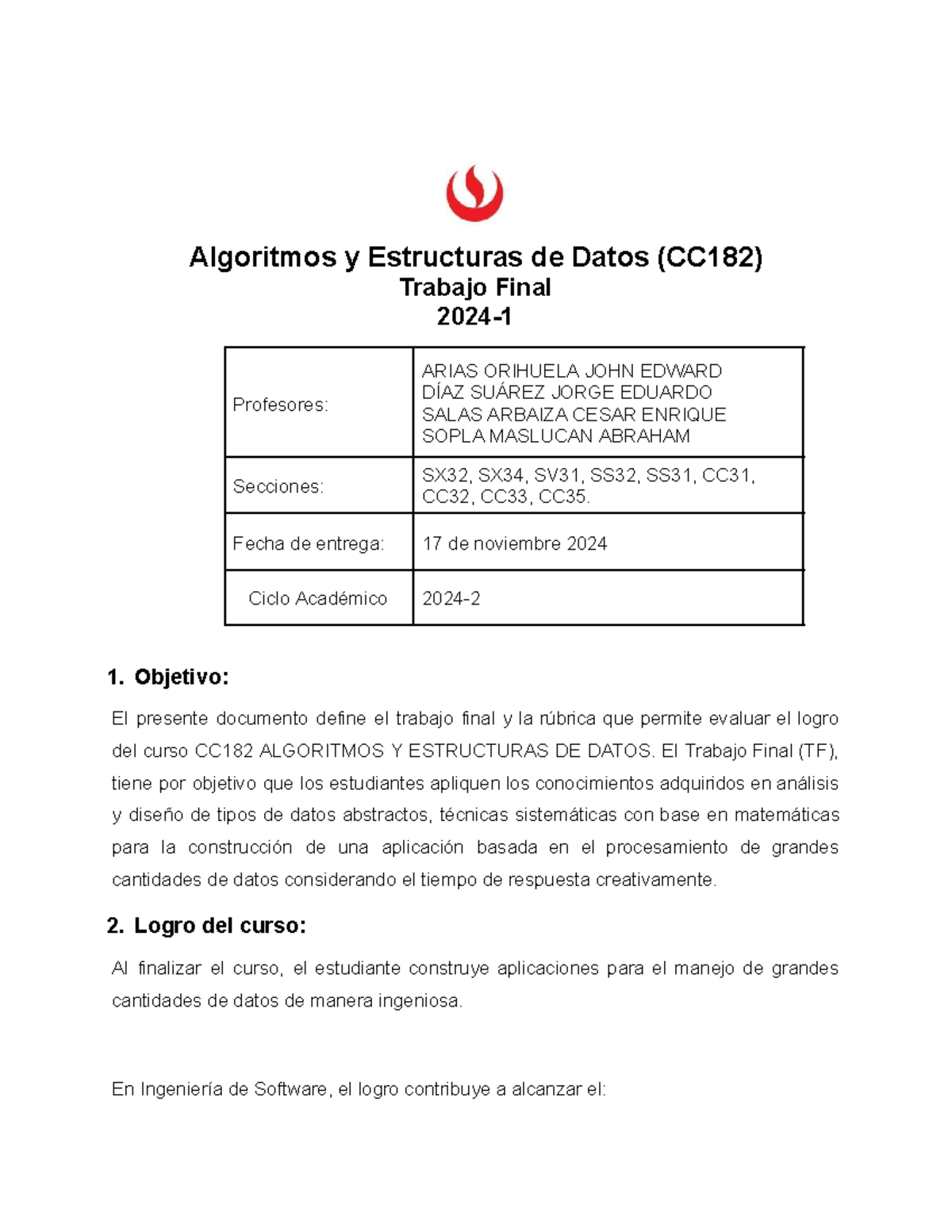CC182 - Algoritmos y Estructuras de Datos - Enunciado Trabajo Final ...
