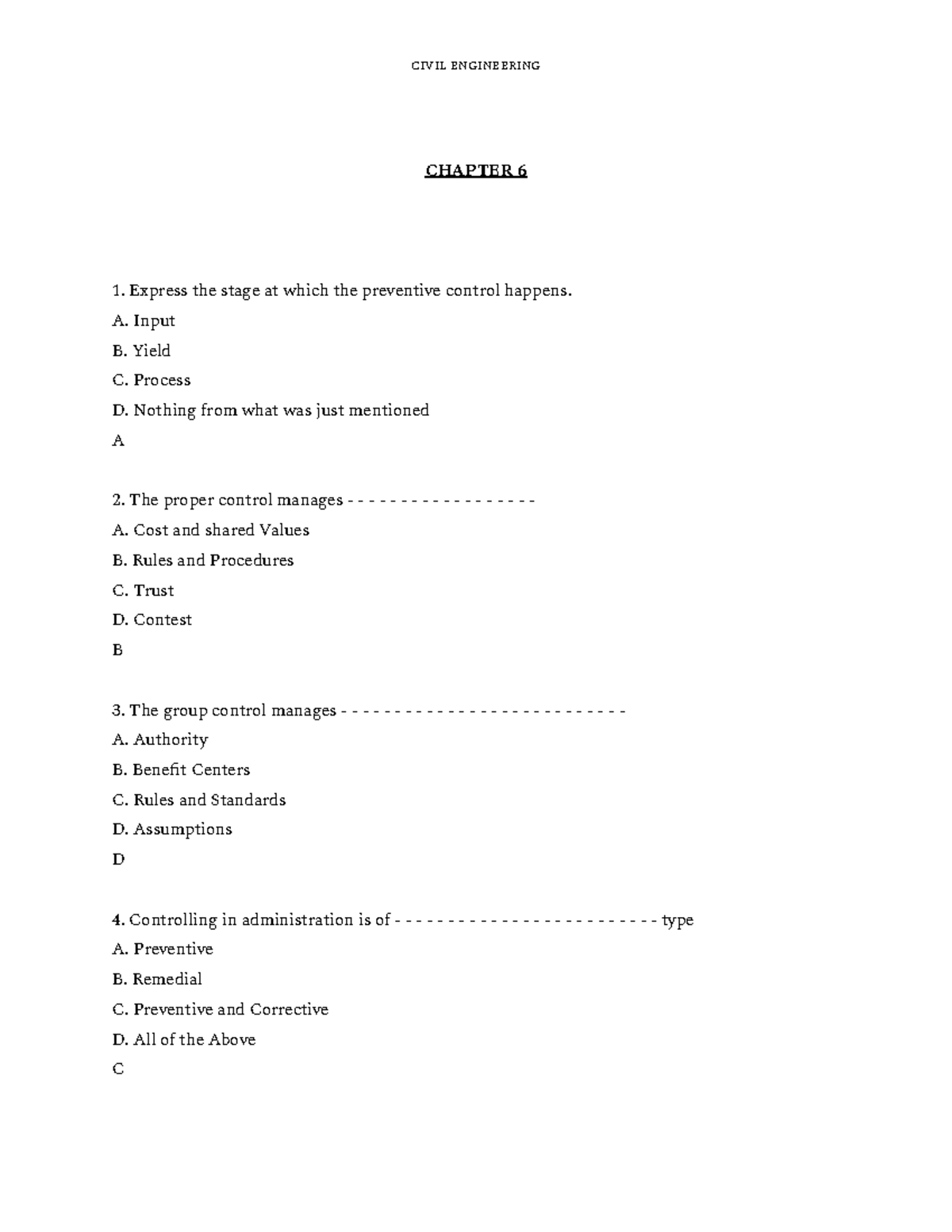 Controlling - These are my practice quizzes for Civil Engineering. It ...