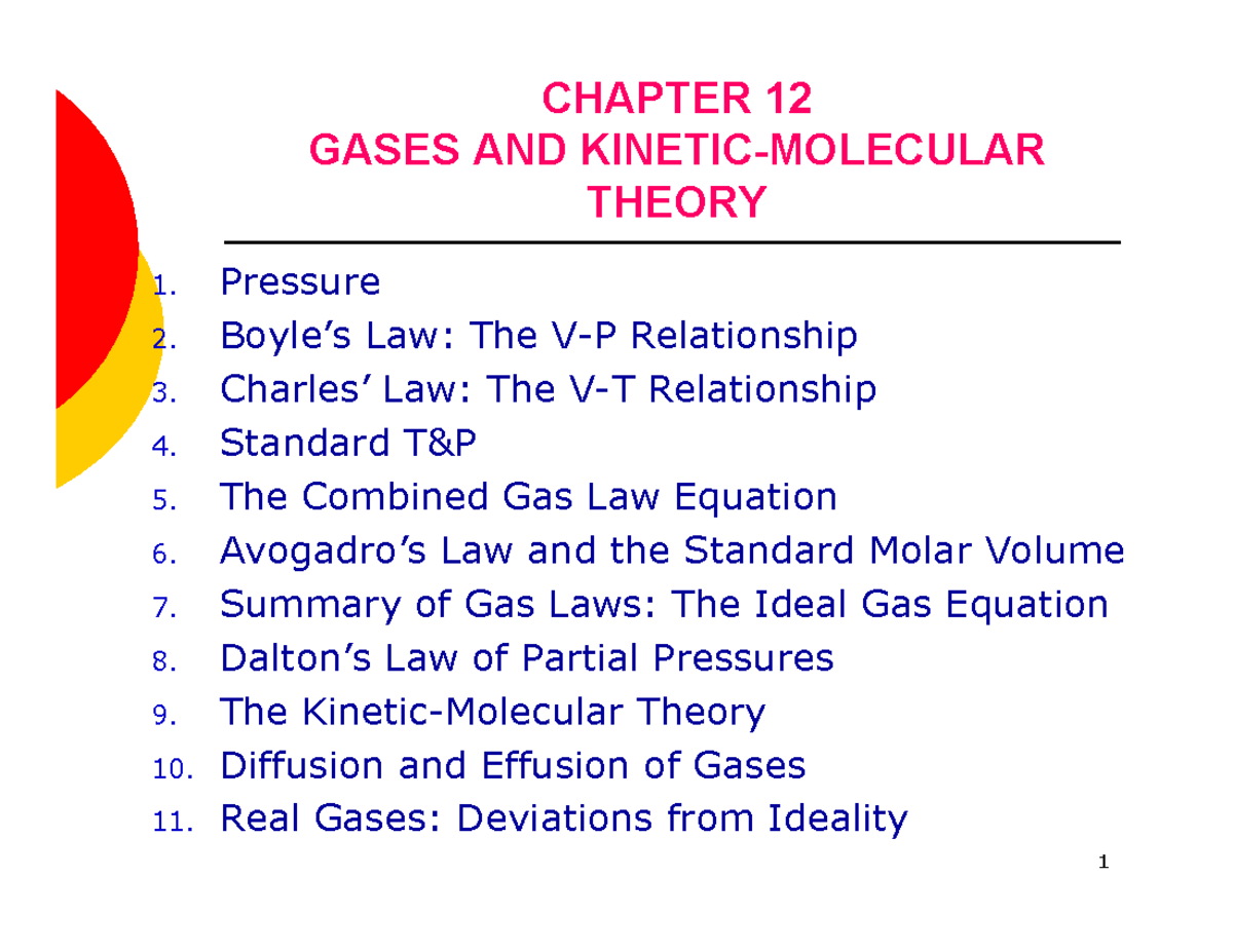 Gases GOOD TO POST - Summary Bachelor's Biochemistry - CHAPTER 12 GASES ...