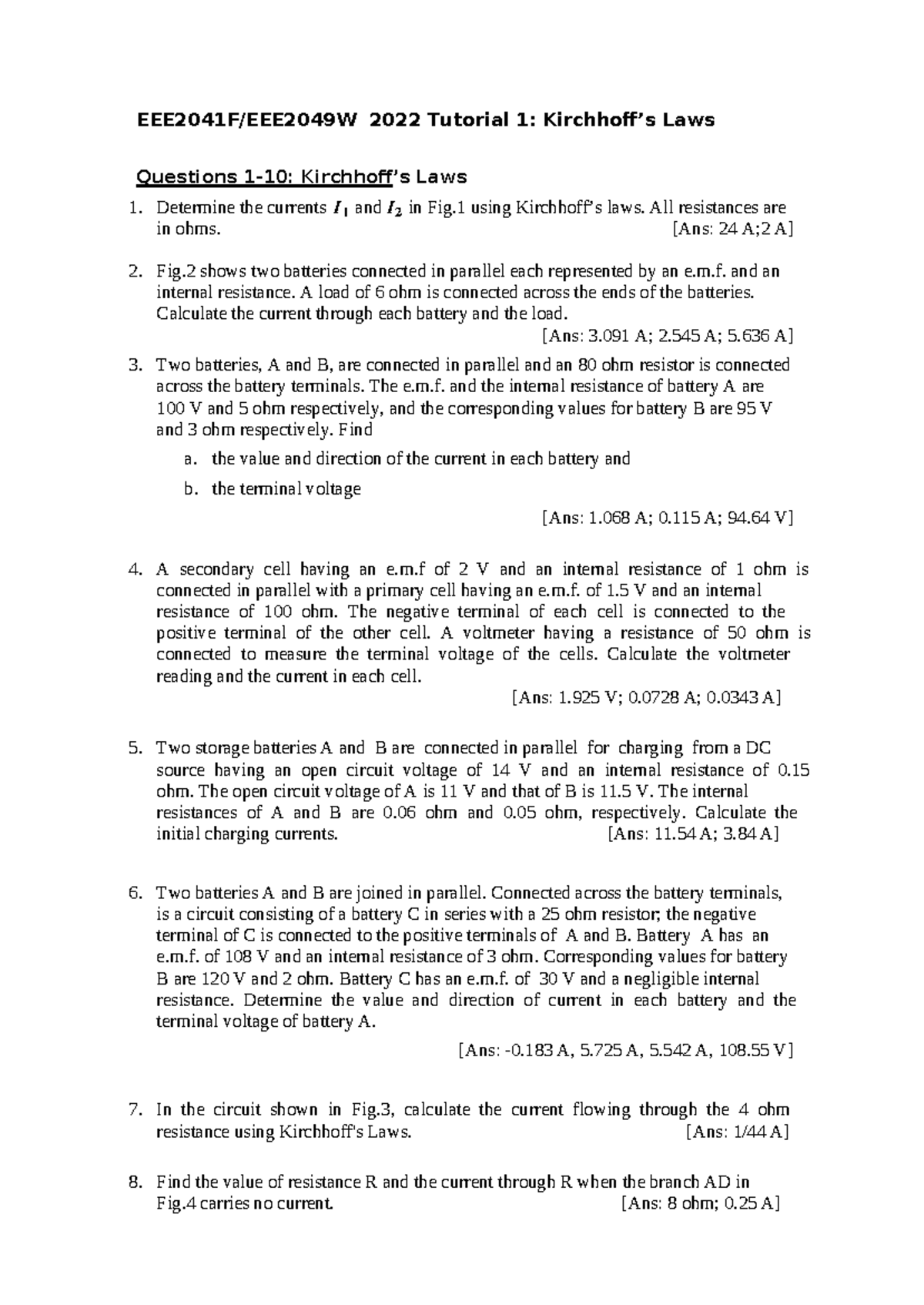 EEE2041F+EEE2049W+2022+Tutorial+1+Kirchhoffs+Laws - EEE2041F/EEE2049W ...