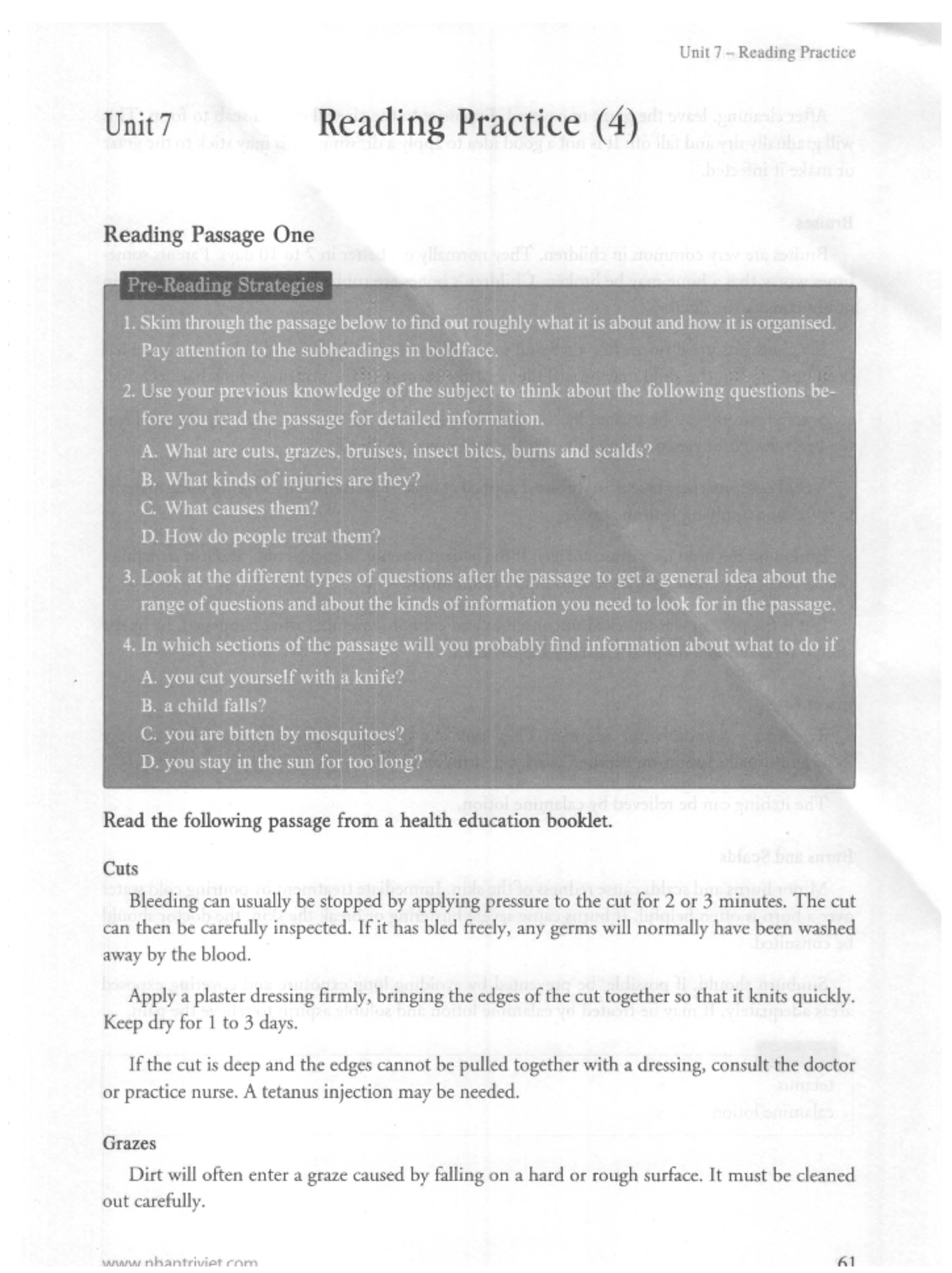 Practice 4 - Unit 7- Reading Practice Unit 7 Reading Practice (4) Reading Passage One Read the ...