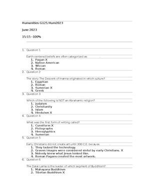 Module 6 quiz - quiz grade 100 - Humanities G125/Hum June 2023 15/15 ...