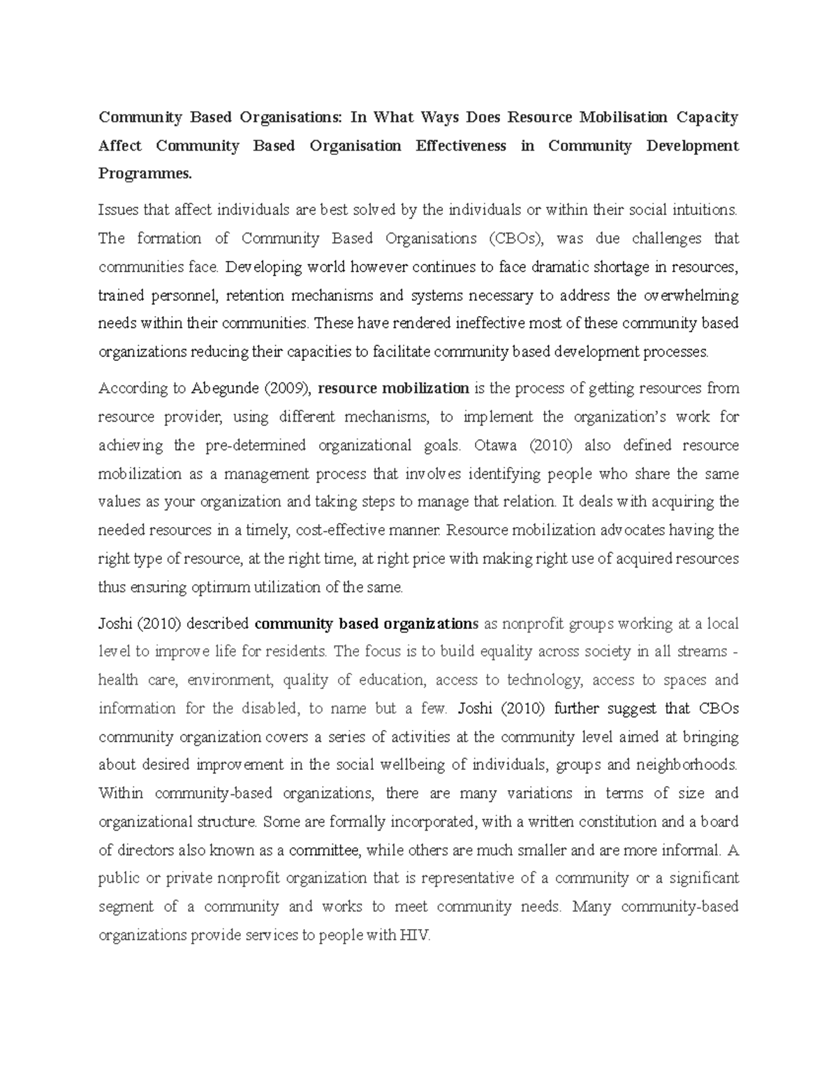 302 - Community Based Organisations - finished - Community Based ...