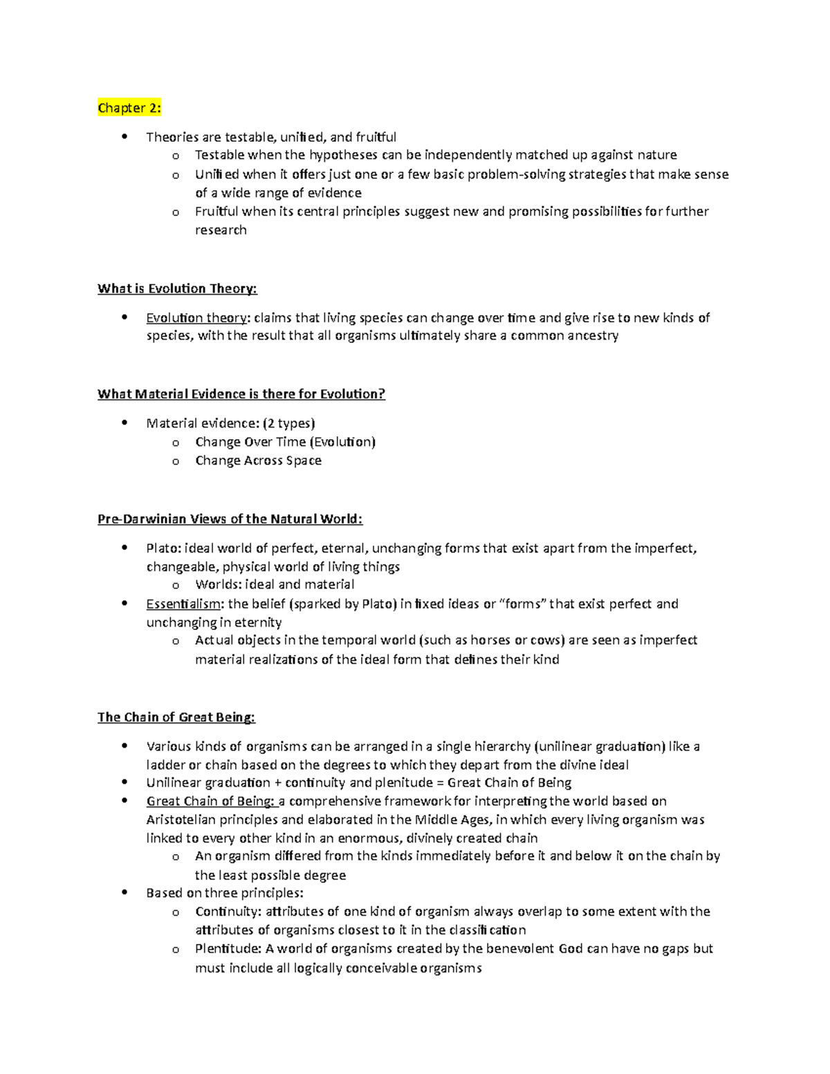 Chapter 2 Notes - Chapter 2: Theories are testable, unified, and ...