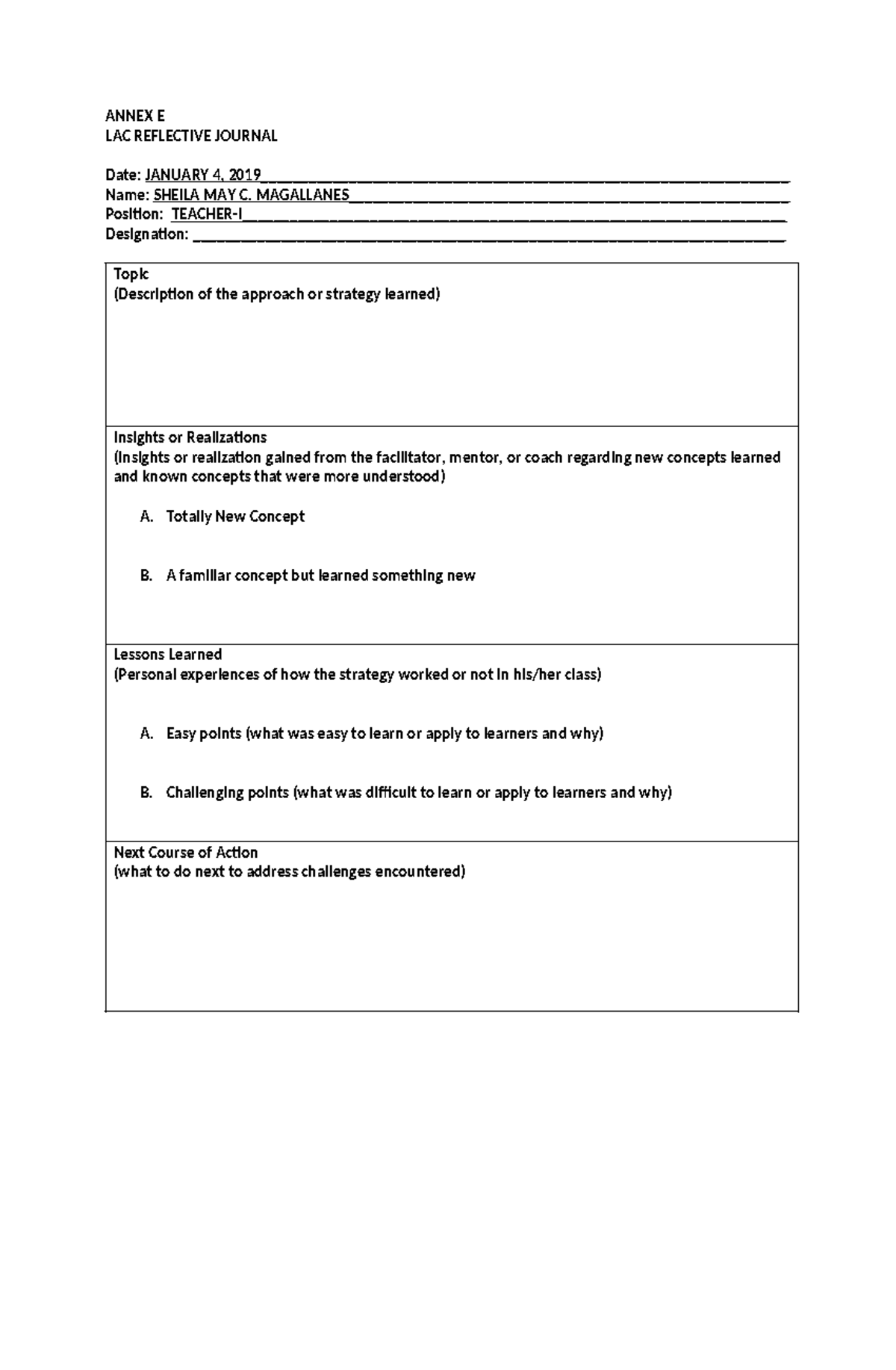LAC-Reflective-Journal.1 - ANNEX E LAC REFLECTIVE JOURNAL Date: JANUARY ...