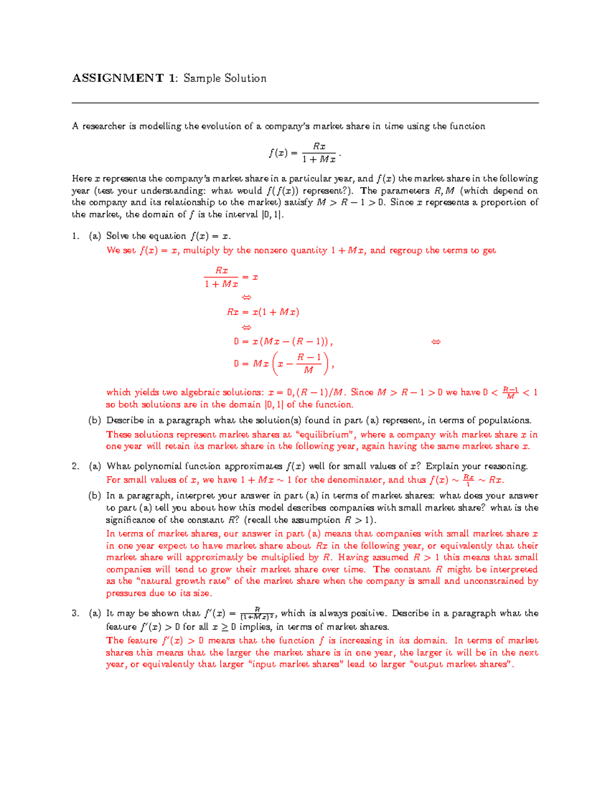 Assignment-1c sample solutions - ASSIGNMENT 1: Sample Solution A researcher is modelling the ...