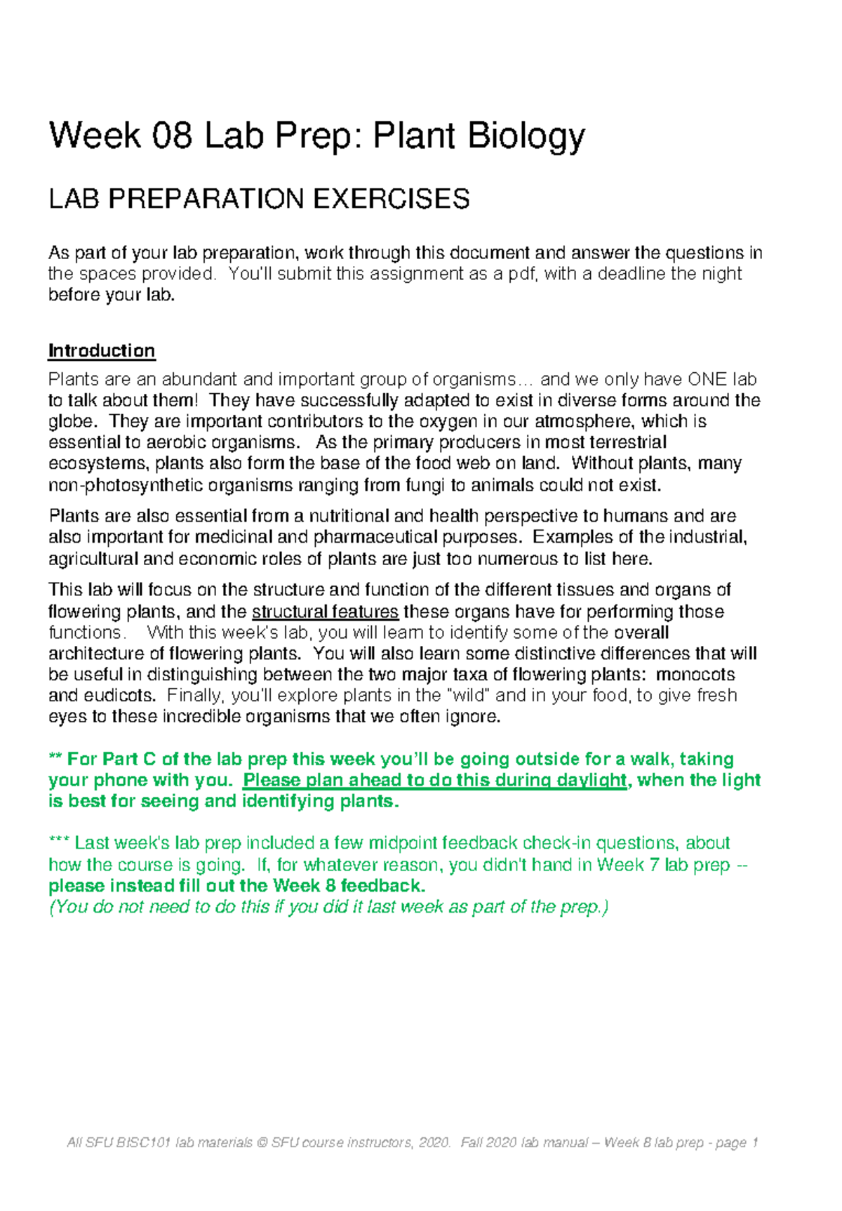 Week 08 Lab Prep - Plant Biology done - Week 08 Lab Prep: Plant Biology ...
