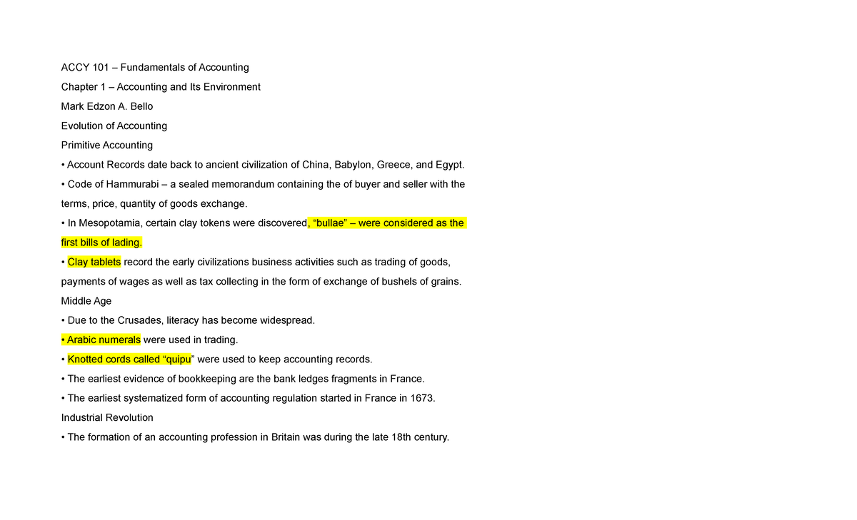 Fundamentals of Accounting Answers to Common Questions - ACCY 101 ...