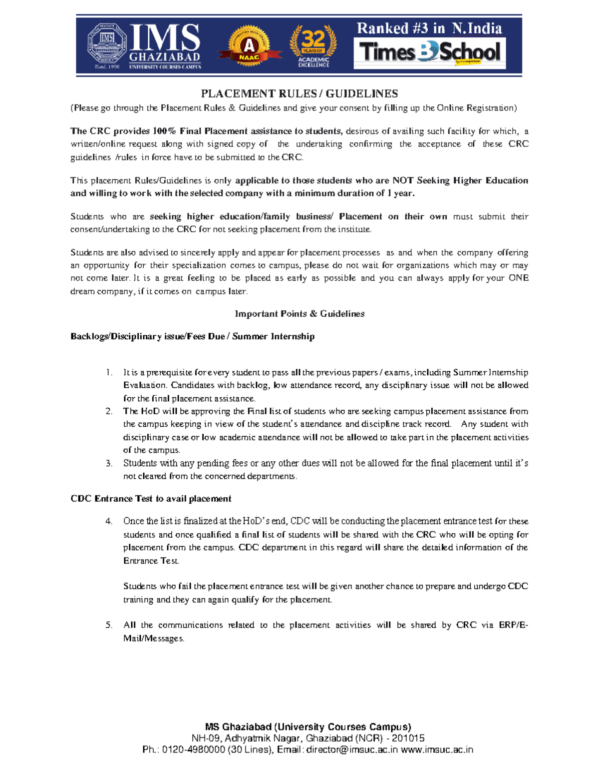 Final Placement Guidelines - PLACEMENT RULES / GUIDELINES (Please go ...