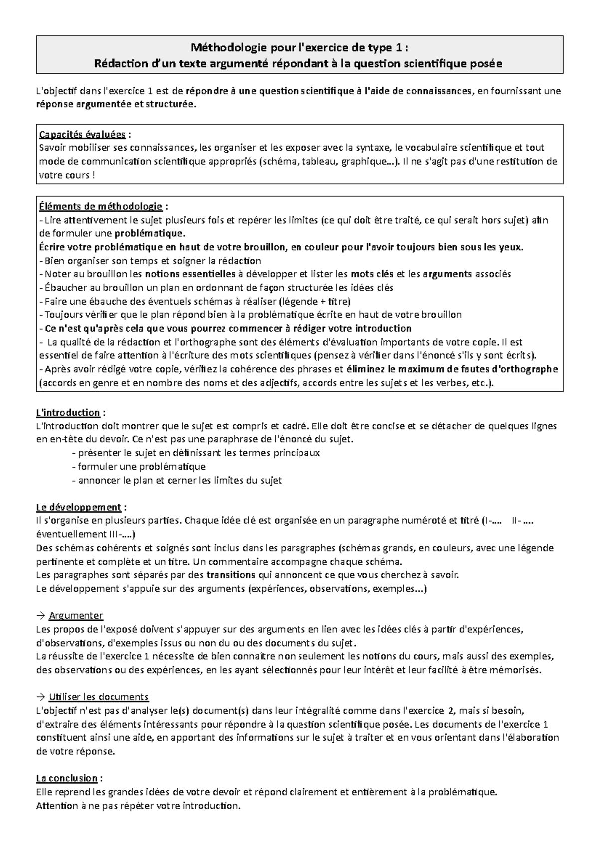 Méthodologie type 1 Première - Méthodologie pour l'exercice de type 1 ...